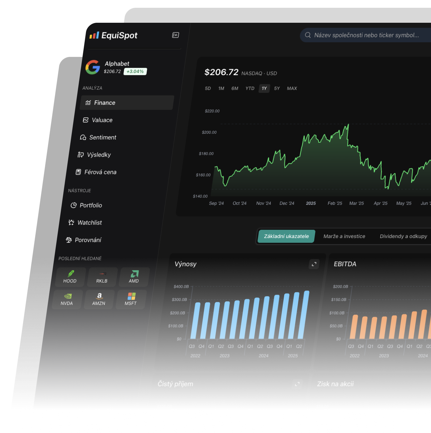 EquiSpot - Analýza akcií a portfolio tracker